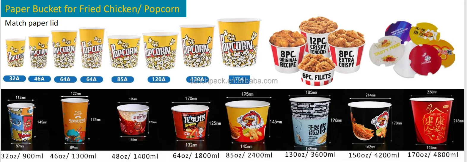 Wholesale Custom Big Capacity Paper Bucket Disposable Fried Chicken