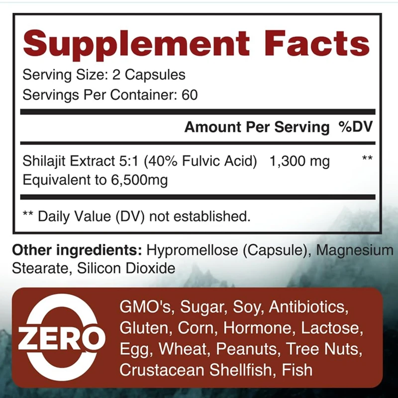 Oem Shilajit Capsule Himalayan Shilajit 85+ Trace Minerals Brain Support Enhance Strength ...