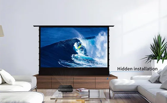 Motorized Floor Rising Projection Screen For Ambient Light Rejecting ...