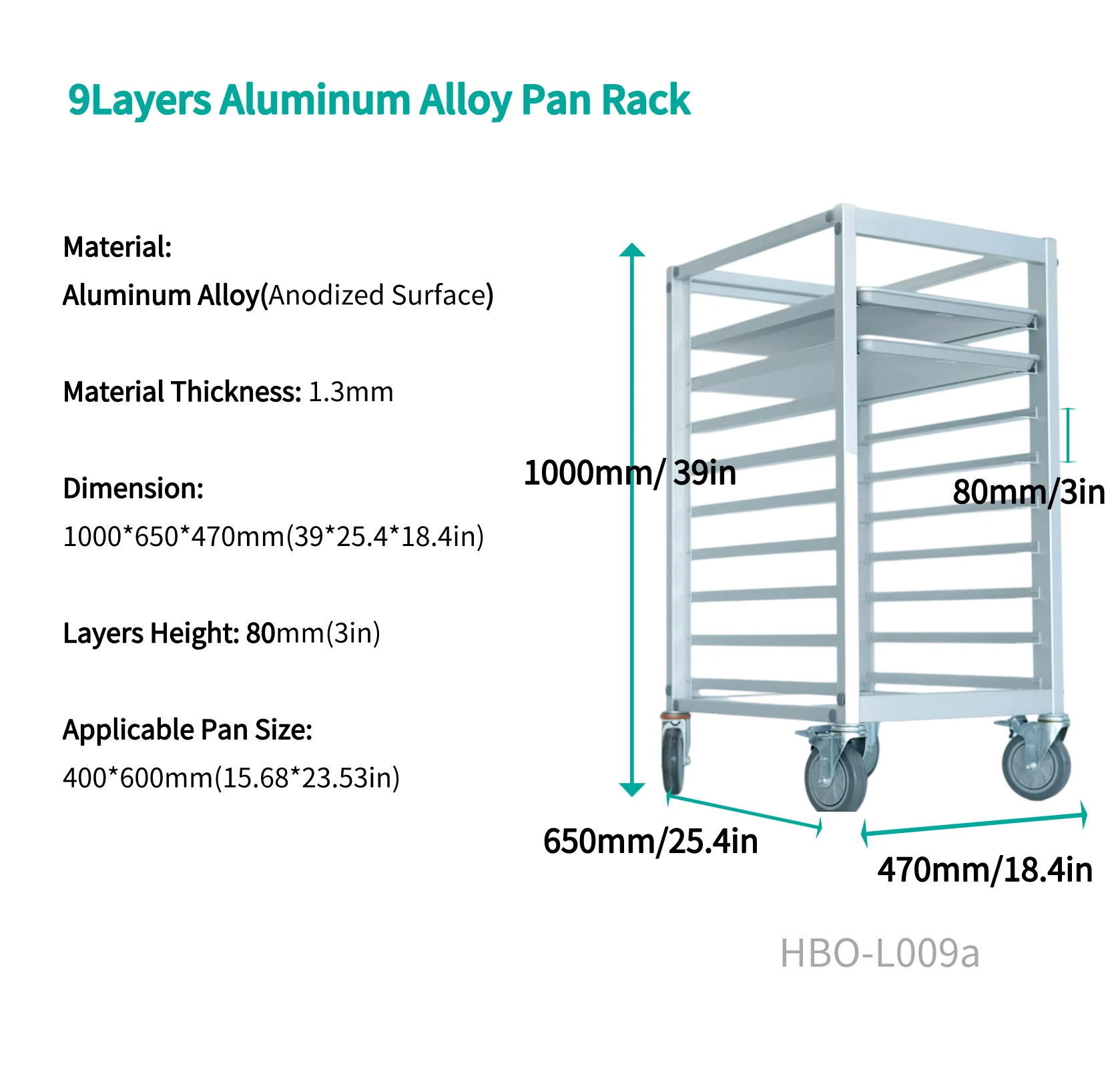 9 Shelves Commercial Bakery Tray Trolley Aluminum Bakery Bread Display ...