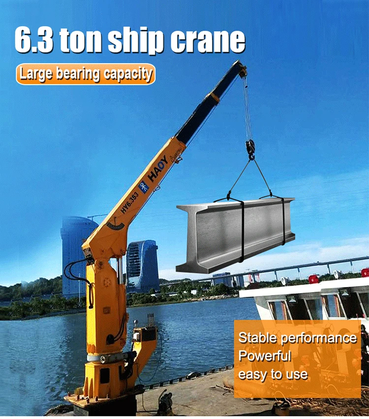 6ton Hydraulic Straight Boom Hoist Lift Crane Ship Deck Marine Harbor ...