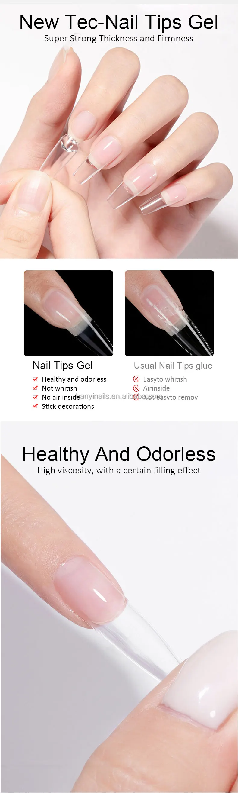 Gel X UV LED Press on Extend Gel for Nail Tips - Safe & Durable
