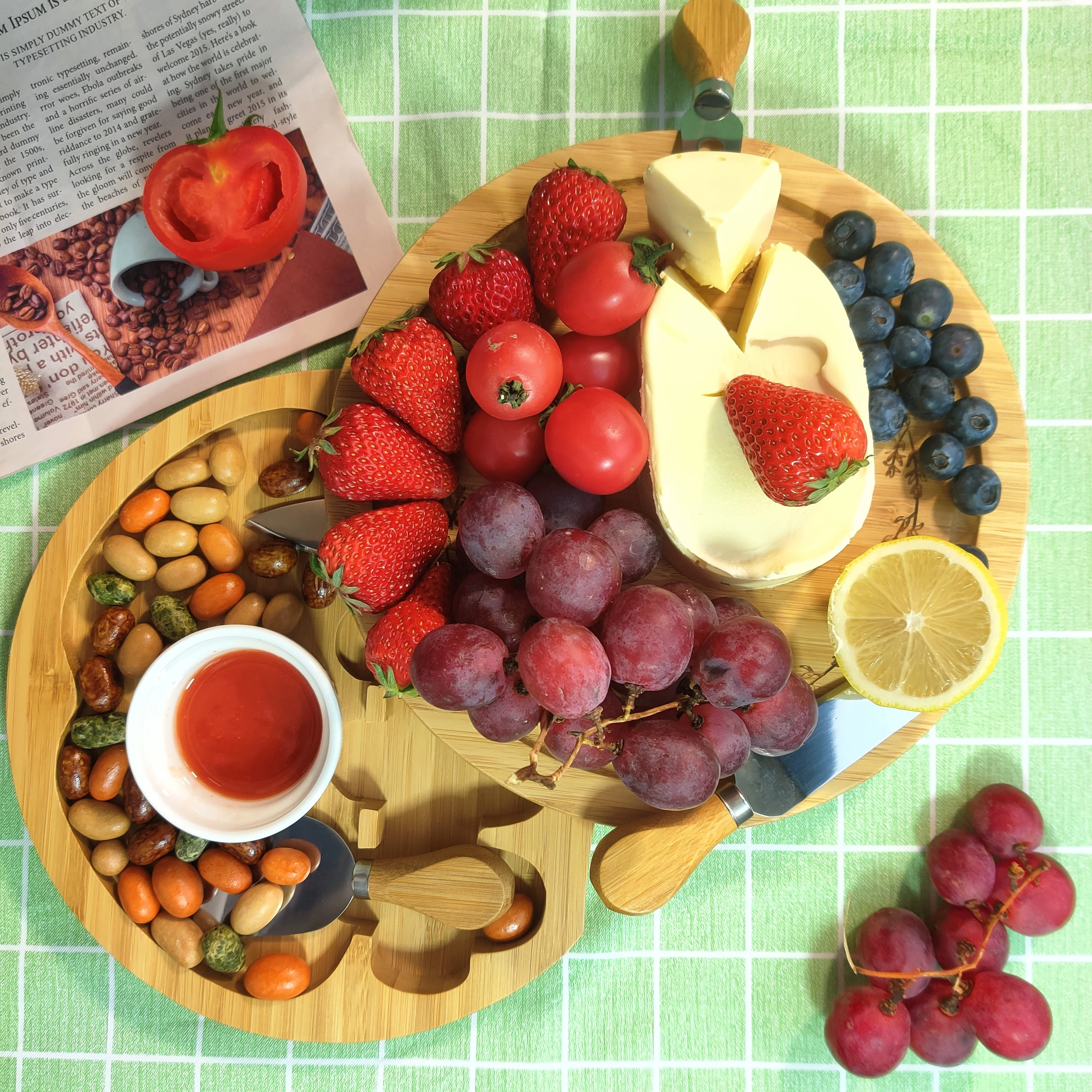 Family Parties,Picnic Camps Cutting Board Bamboo Cheese Board And Knife ...