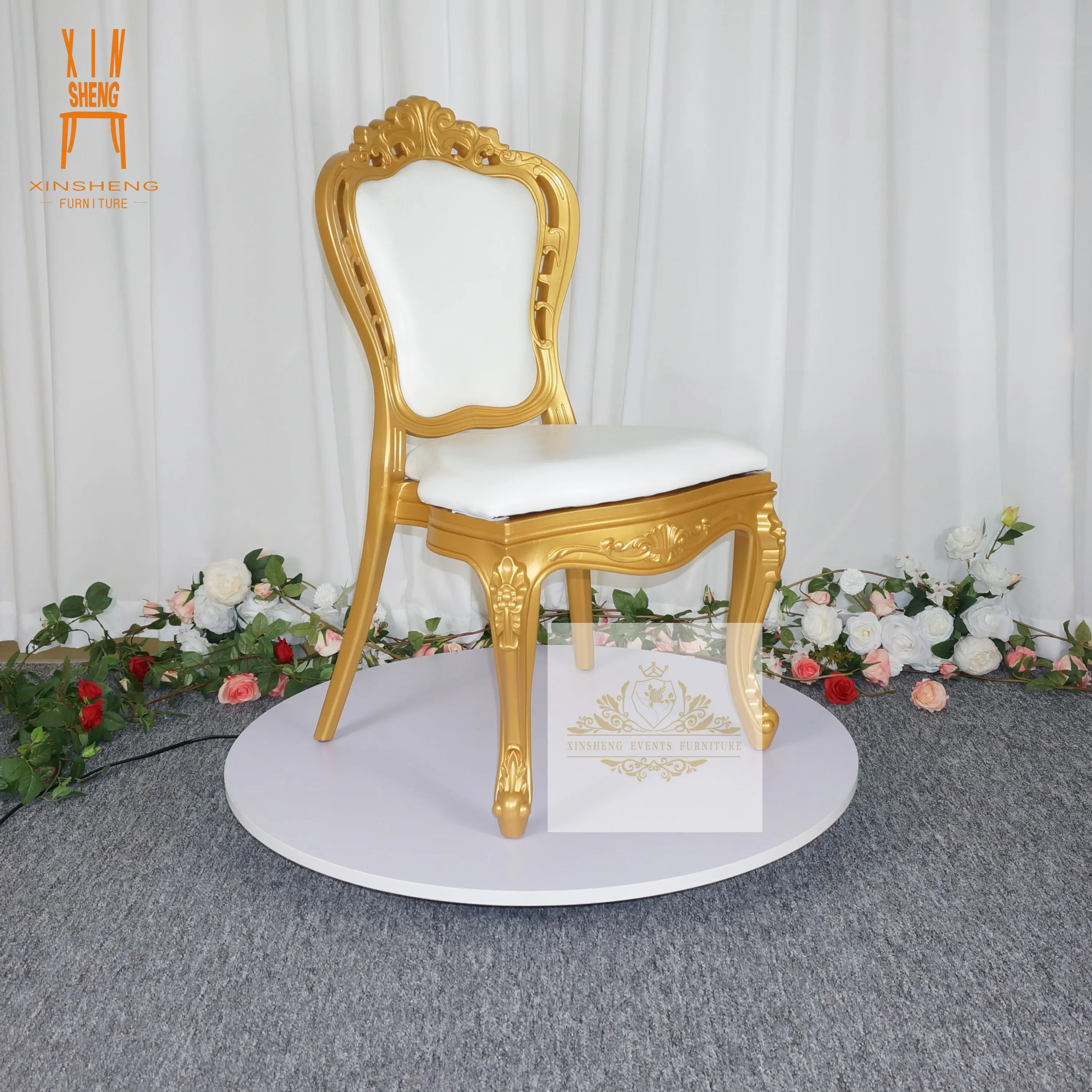 Modern Luxury Stackable Resin Round Back Gold PP Louis Chair| Alibaba.com