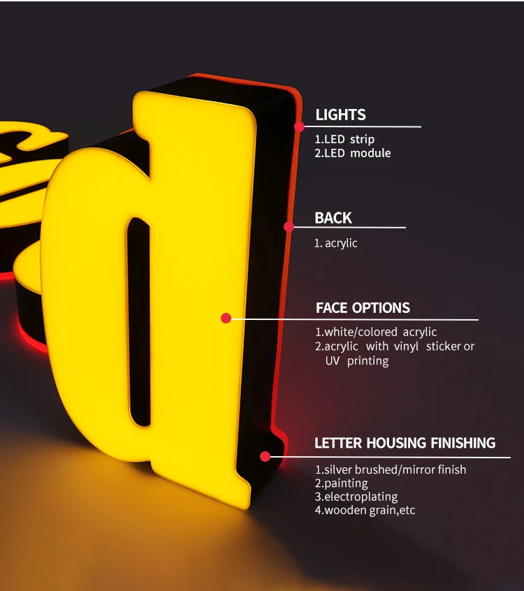 Acrylic 3d Custom Signage Letters with Led Lights Custom logo Sign ...