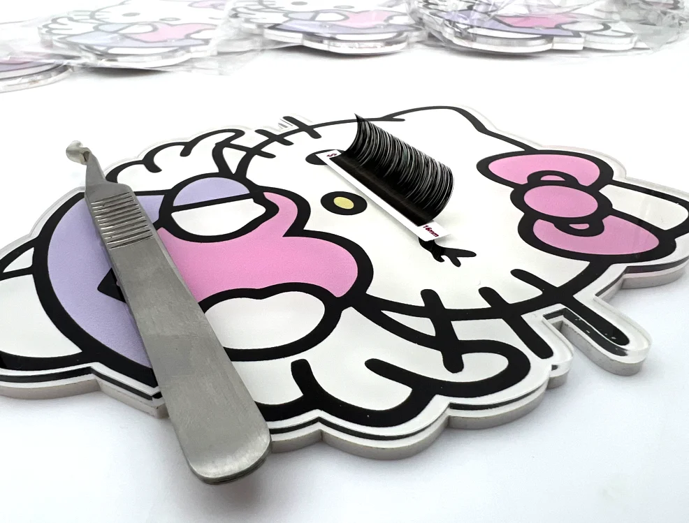 cute pink purple heart hello kitty acrylic custom lash pallte acrylic ...