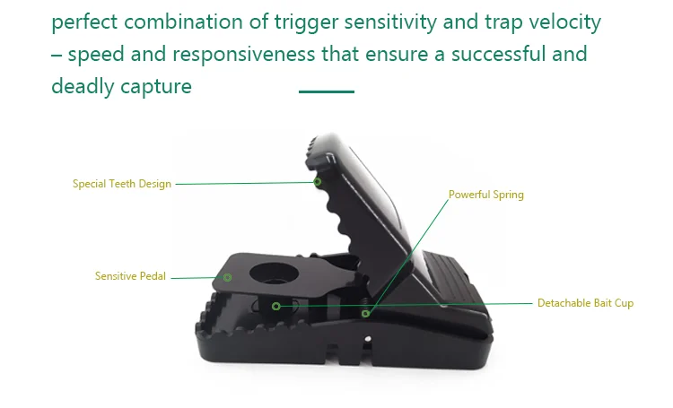 Humane Kill Plastic Large Black Rat Snap Trap for Rat Trapping