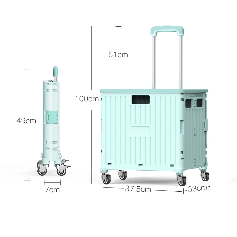 Portable Foldable Shopping Trolley Cart Supermarket Plastic Folding ...