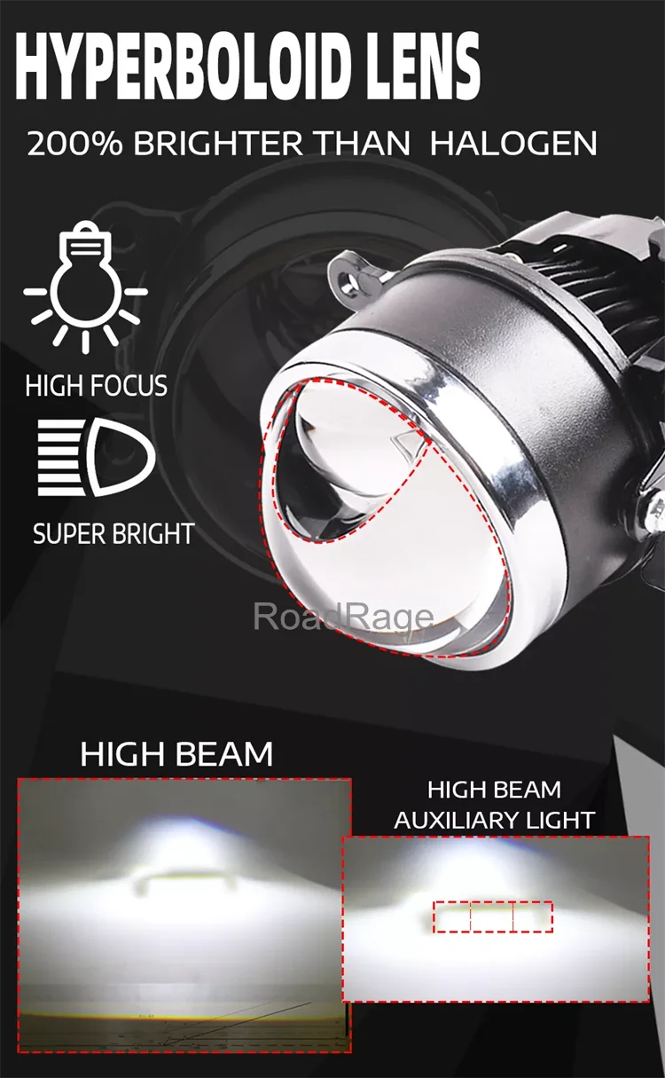 Car Bi LED Fog Lamp DRL 3 Inch Dual LED Projector Lens