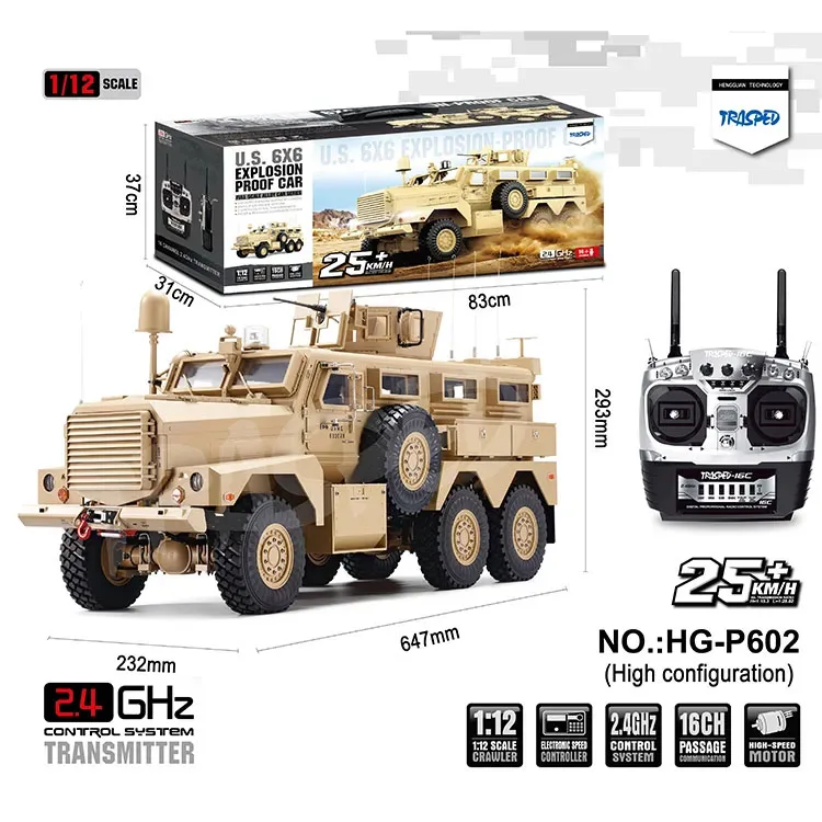Hengguan Trasped Hg P602 Upgraded 1/12 6x6 Explosion Truck U.s Military ...