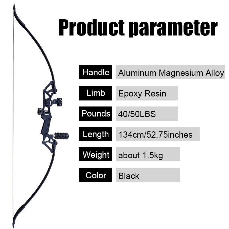 Alibaba.com: 45/50lbs Recurve Hunting Bow with Mixed Carbon Arrows ...