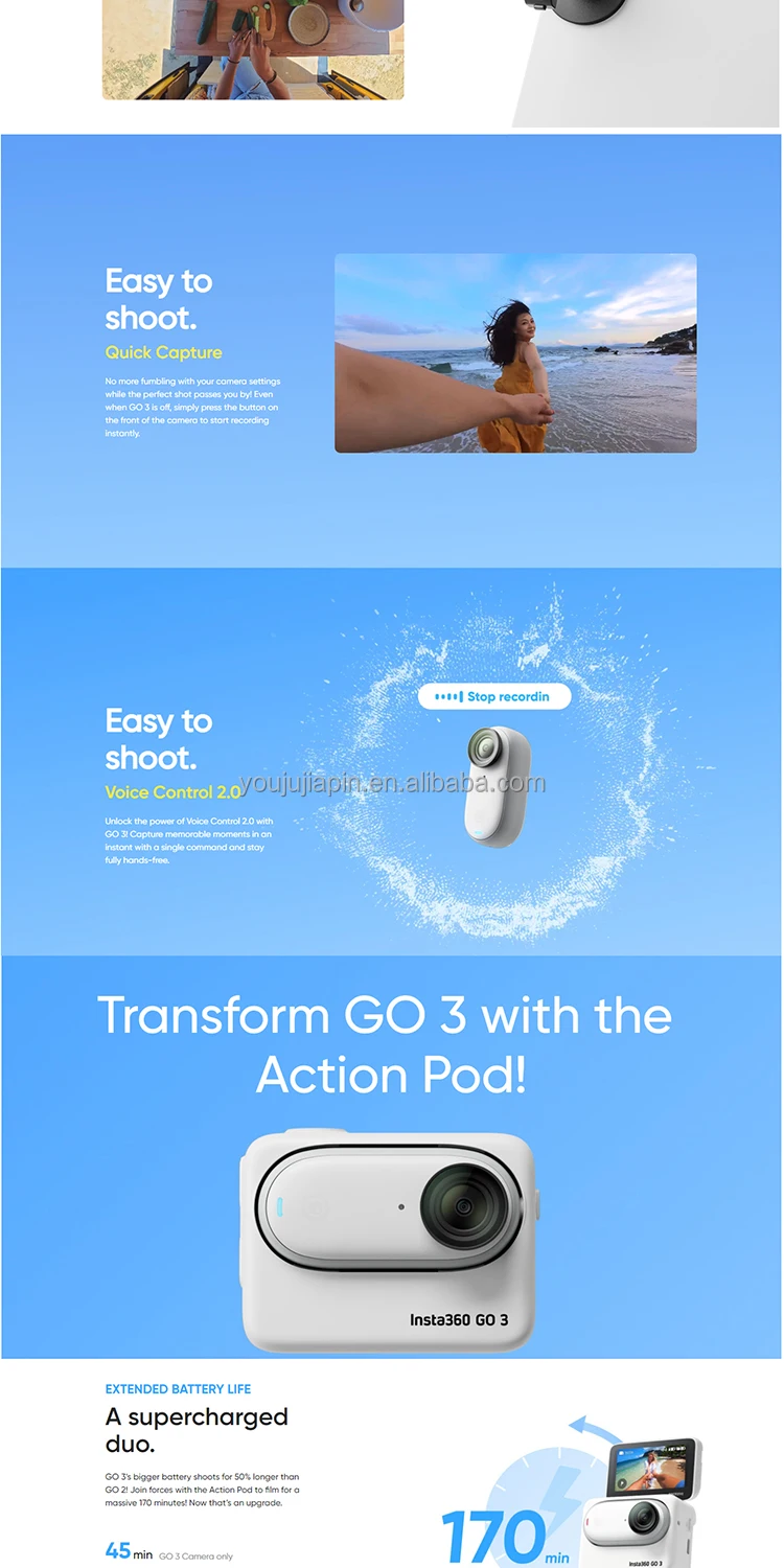 Insta360 GO 3 - Compact 2.7K Action Camera with Flowstate