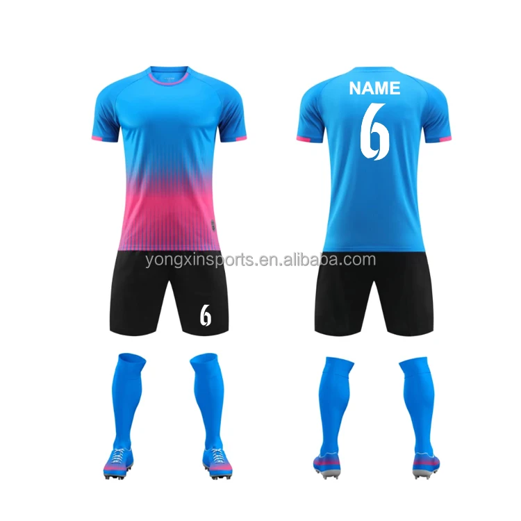 Wholesale Custom 2024/25 Soccer Wear Kits Top Thai Quality Blue Orange ...