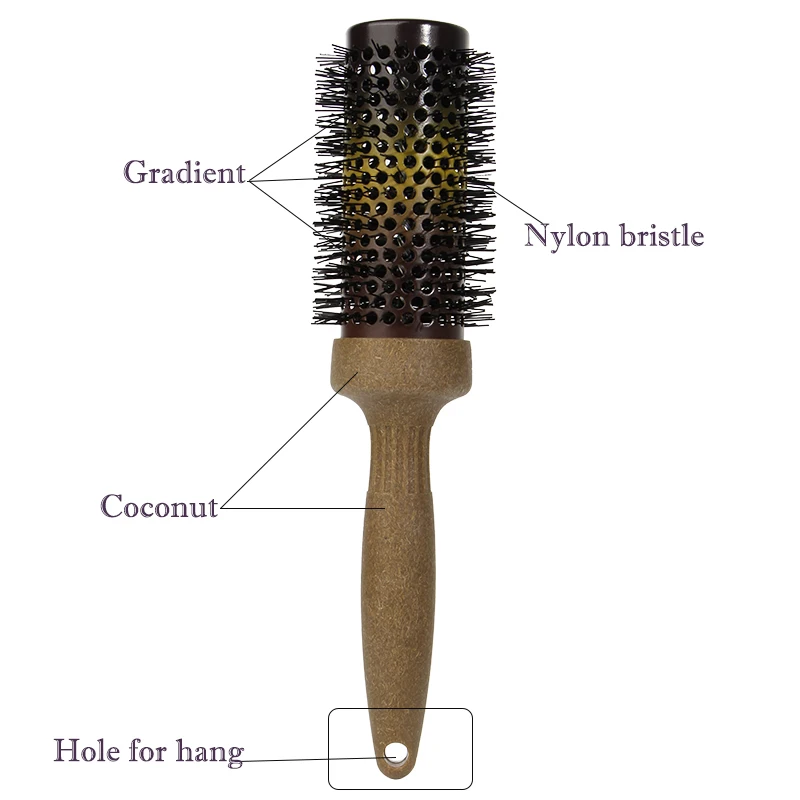 Coconut Husk Round Hair Brush For Blow Drying Salon Blowout Hair ...