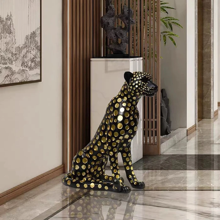 Custom Fiberglass Statue Anime Room - Home Leopard Sculpture