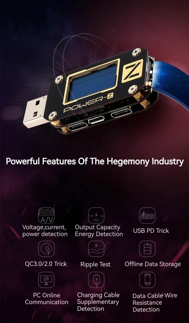 QC3.0/2.0 0-24V POWER-Z KM001 PD Tester USB Digital Voltmeter Testing ...
