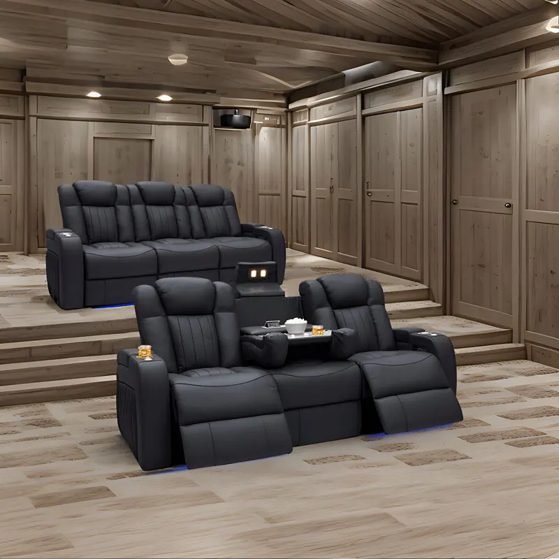 Modern Genuine Leather VIP Cinema Home Theater Power Recliner