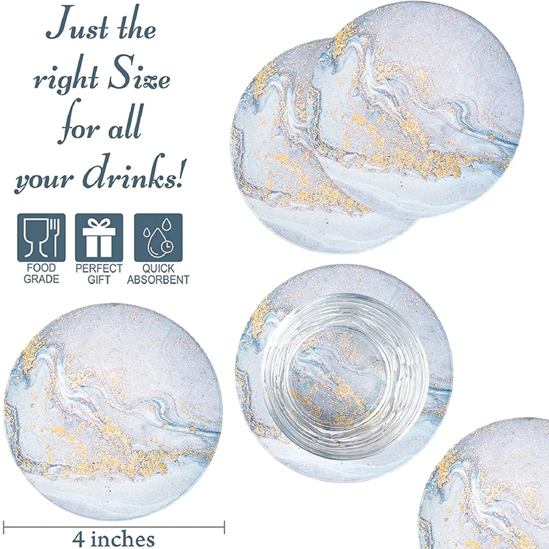 4 Inch Round and Square Coasters 6Pcs/Lot Creative Drink Coasters Set ...