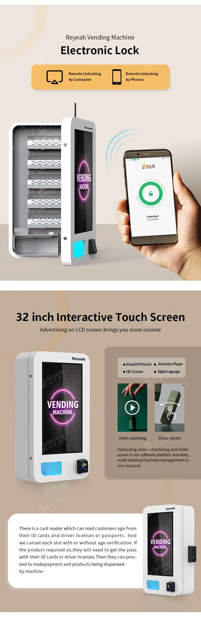 32 Inch Touch Screen Vending Machine Self Services Mini Smart Wall ...