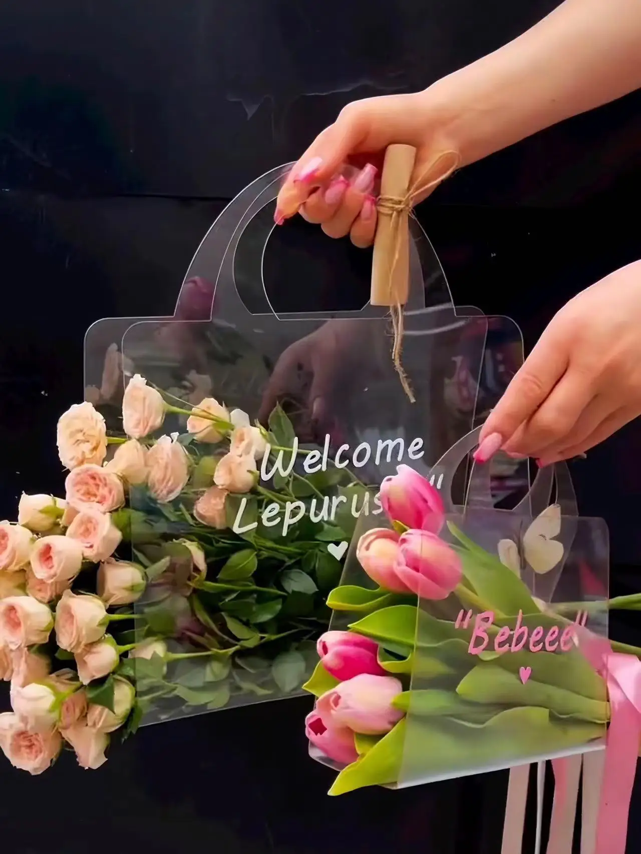 2023 High Quality Clear Gift Flower Bag Transparent Valentine's Day ...