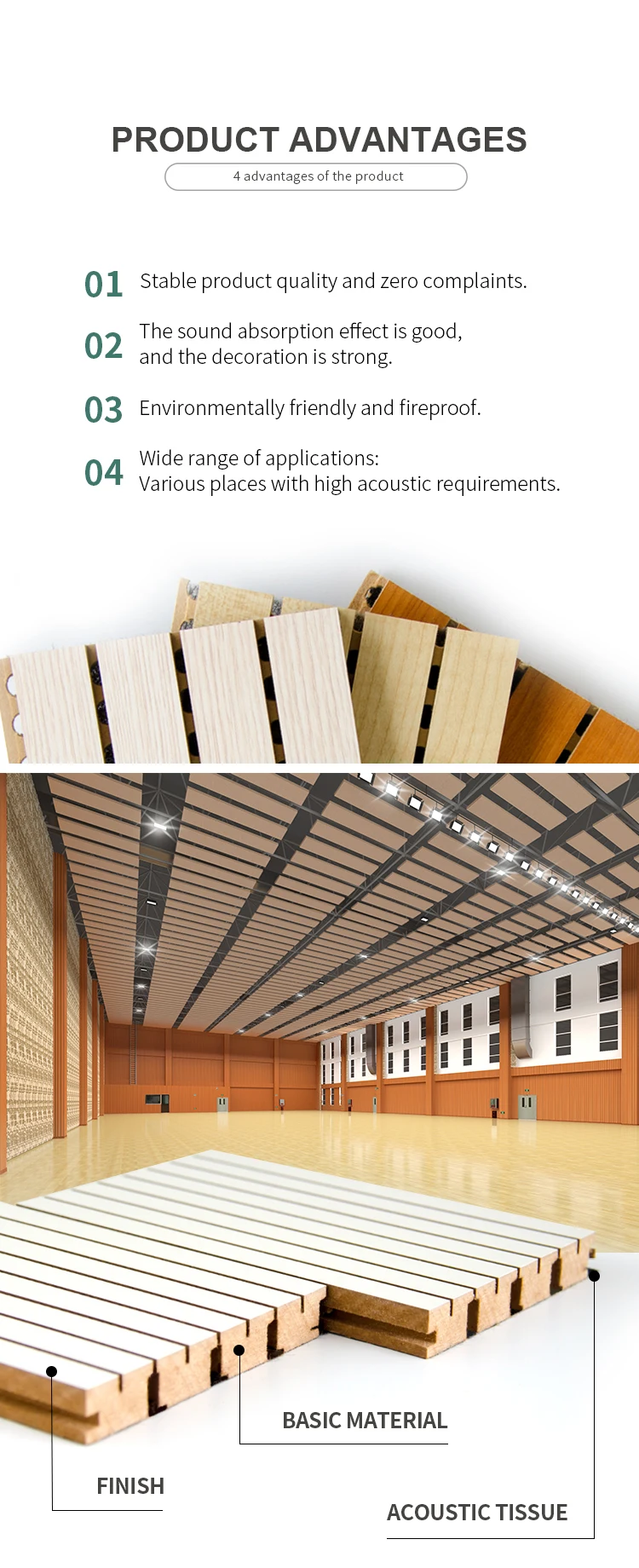 Tiange Grooved Wooden Acoustic Panels for Church Soundproofing