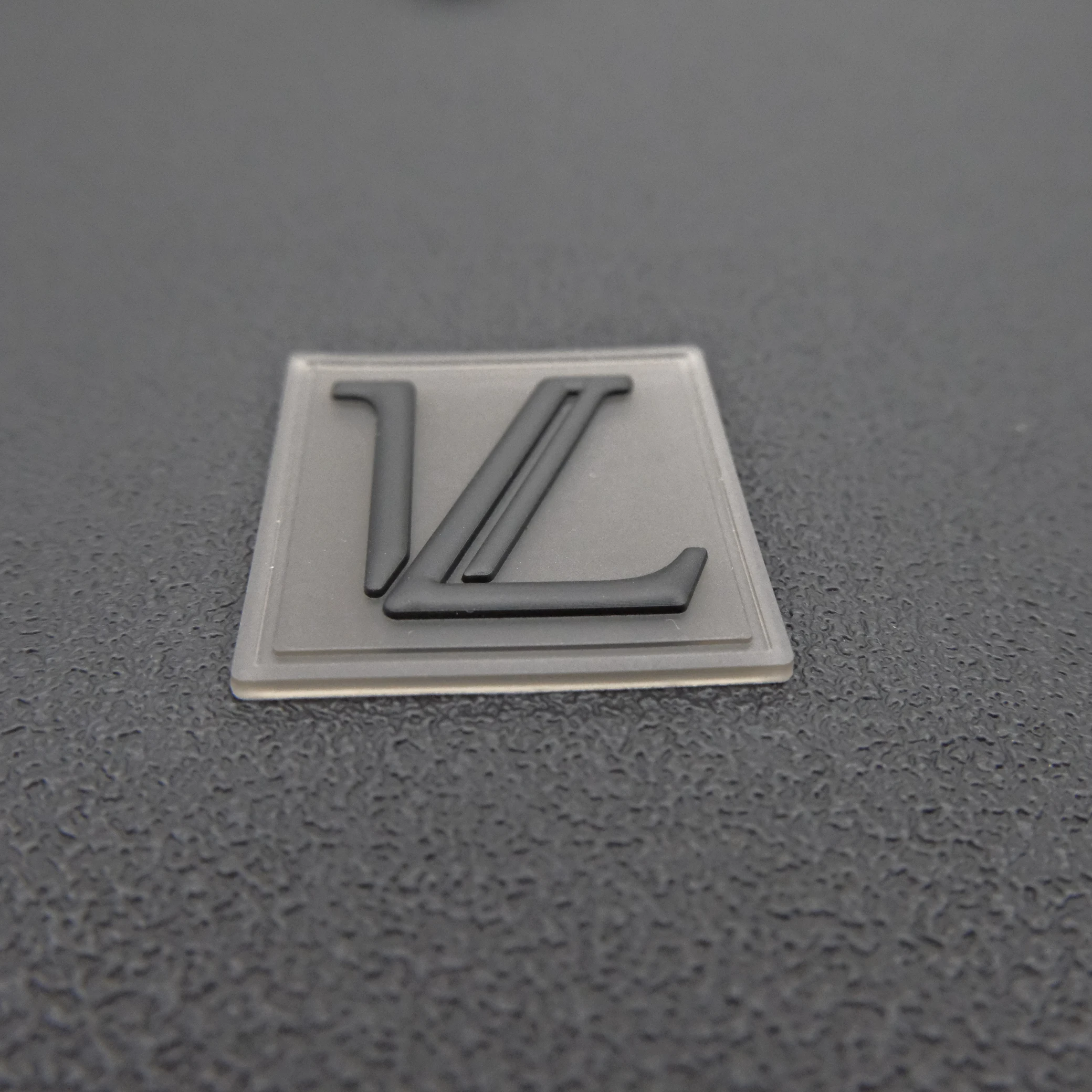 Gray Background Round Convex Logo Sewing Patch Silicone Patches For ...