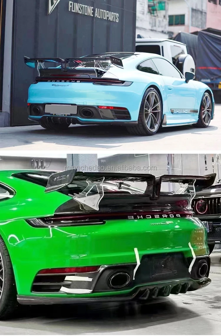 For Porsche 911 992 Techart Style 2019-IN Carbon Fiber Rear Diffuser ...