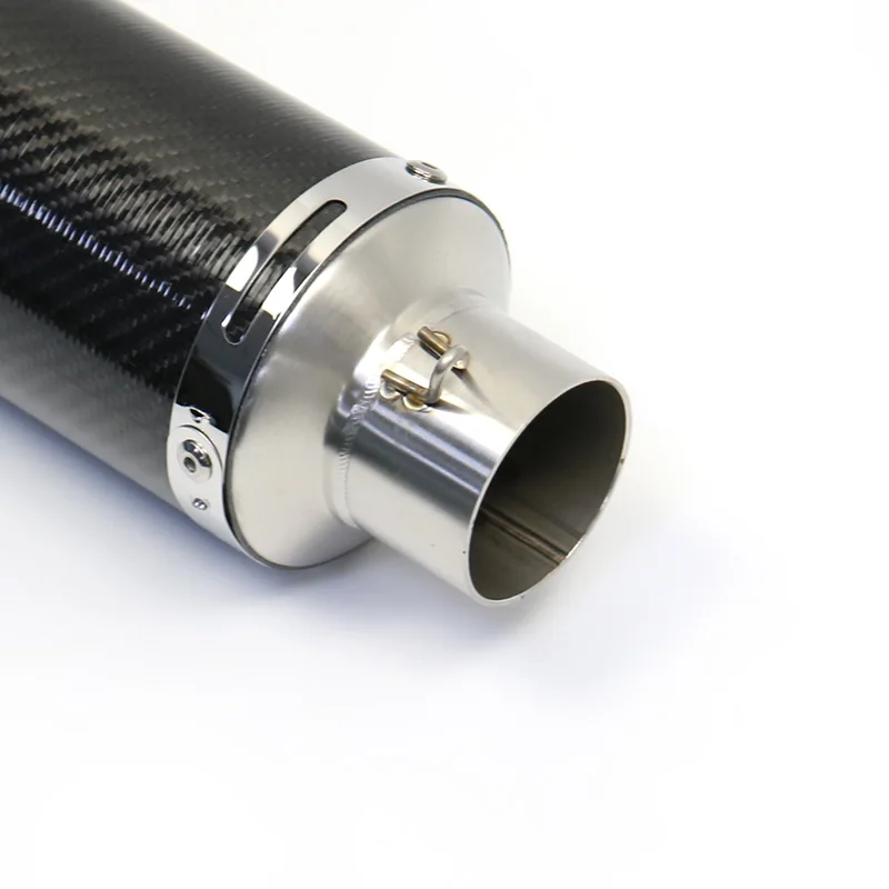 The New Carbon Fiber Motorcycle Muffler Slip-on Long Short Style Black ...