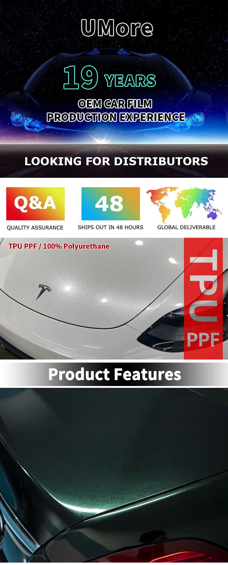 Custom 300+ Colors Gloss Series TPU Color PPF Film Self Healing Color ...