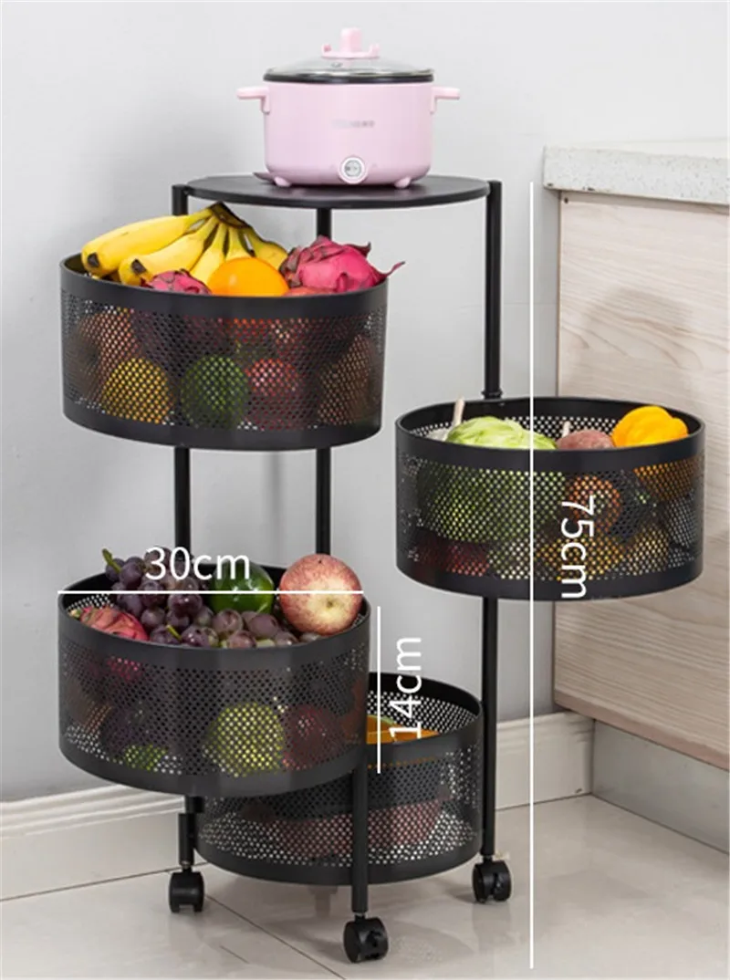 J2051 Kitchen Rotating Storage Shelves Rack With 5-tier Metal Multi ...