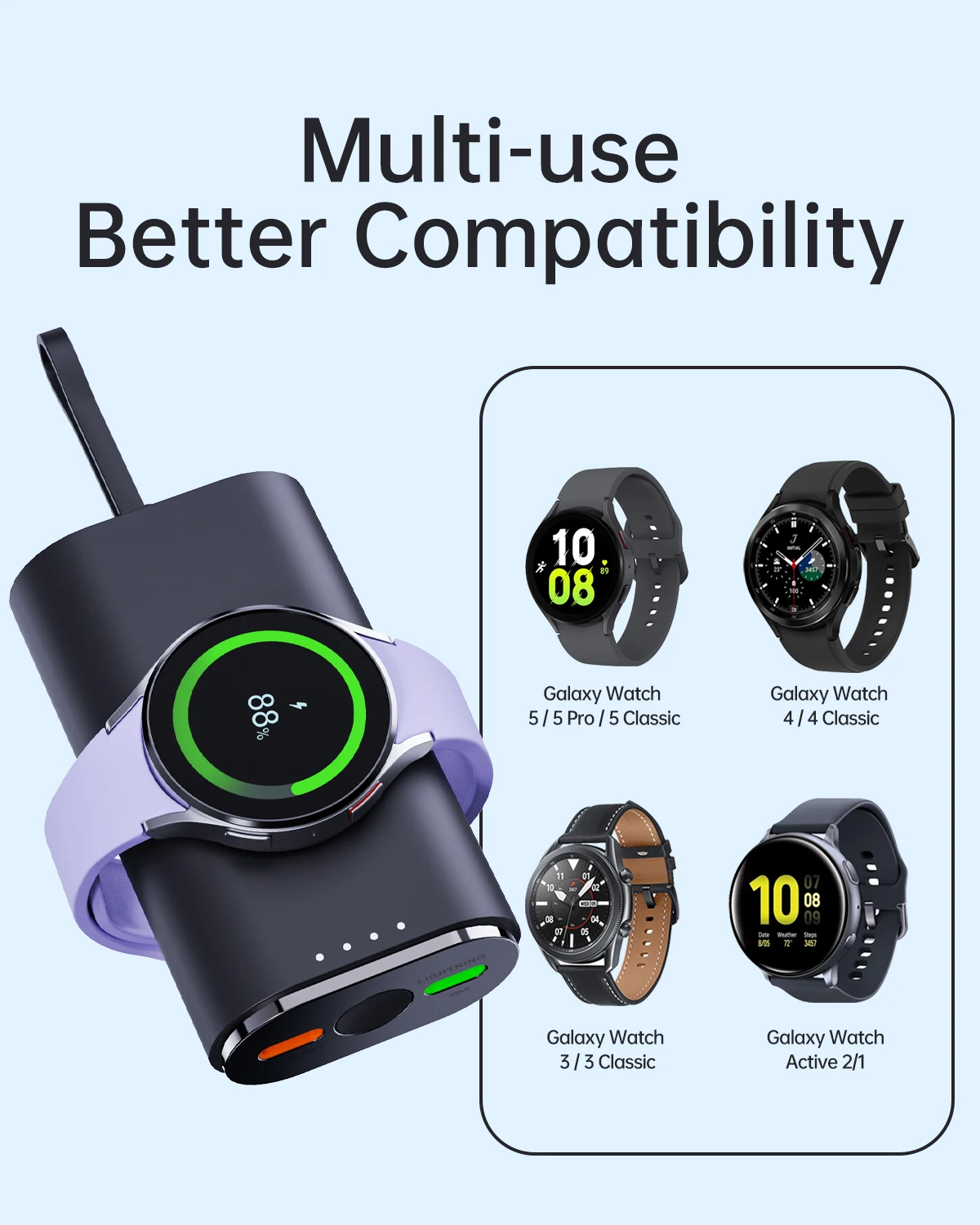 Galaxy Watch Wireless Power Bank Built-in Type-c Cables Mini Portable ...