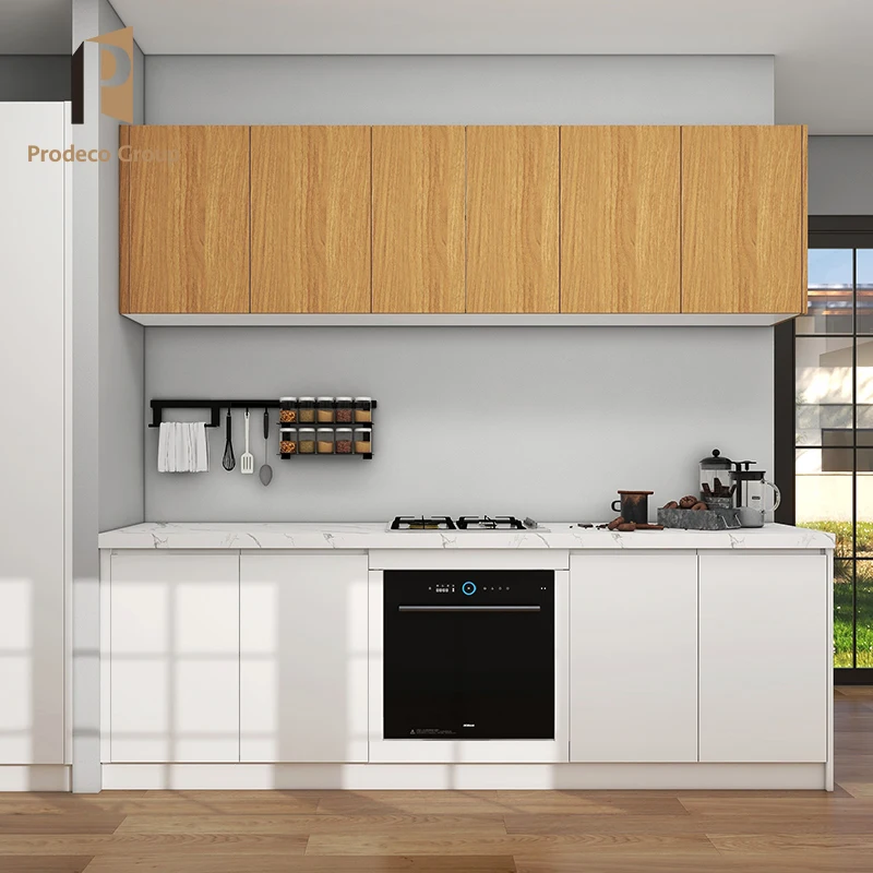 Modern Melamine Kitchen Cabinets with Classic Veneers
