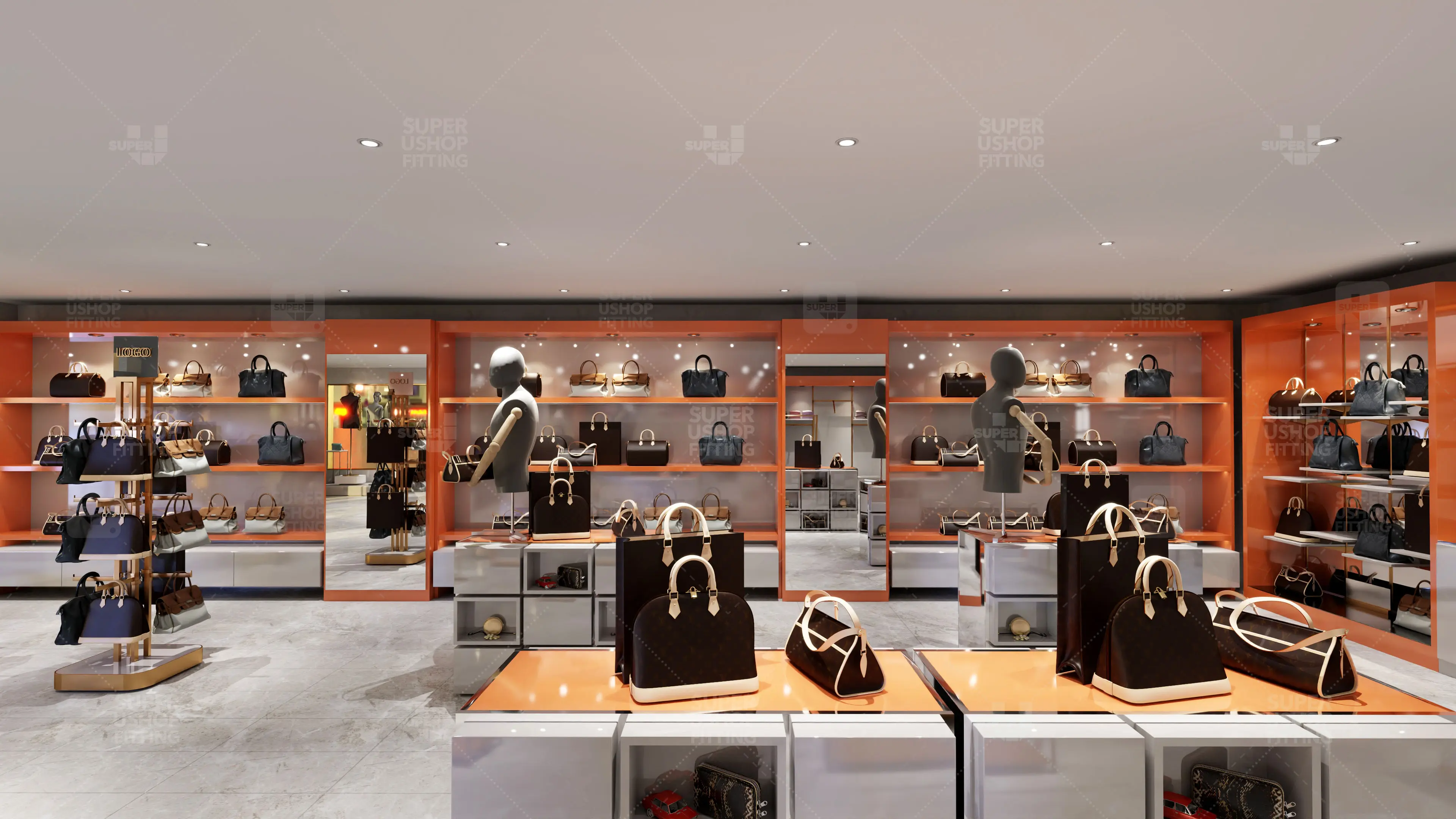 High End Bags Shop Interior Design Wall Mounted Display Shelf Rack ...