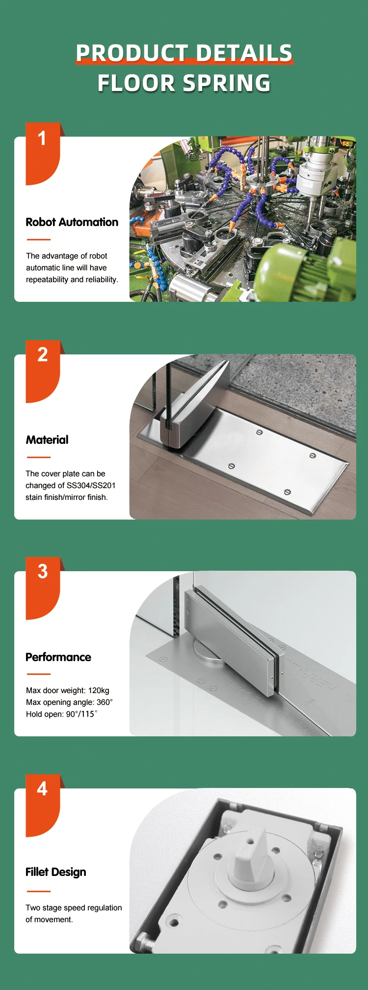 Ss304 Casting Floor Hinge Door Closer En3 Commercial Glass Door Hinge - Buy Floor Hinge Door ...