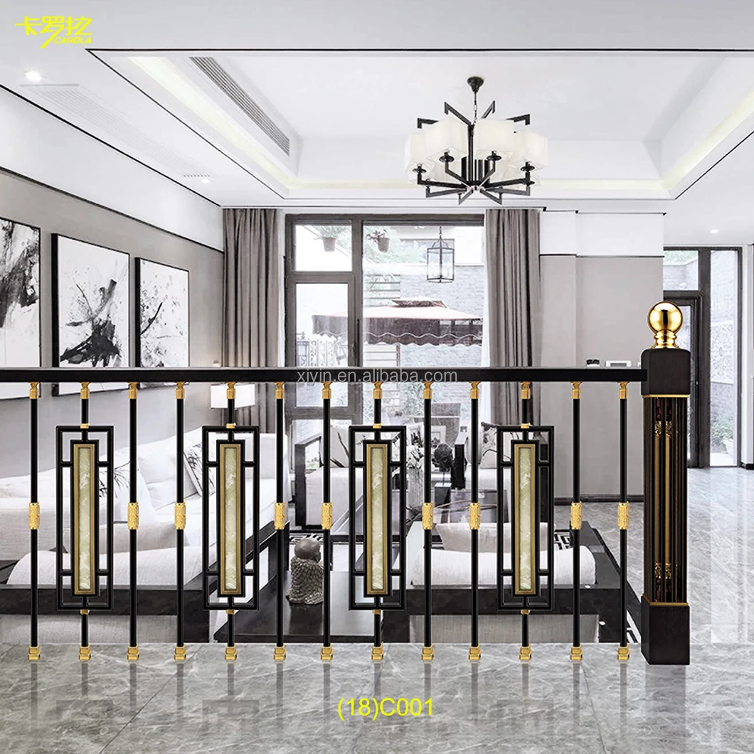 Special Design Stair Balustrades And Handrail Jade Stone With Brass ...