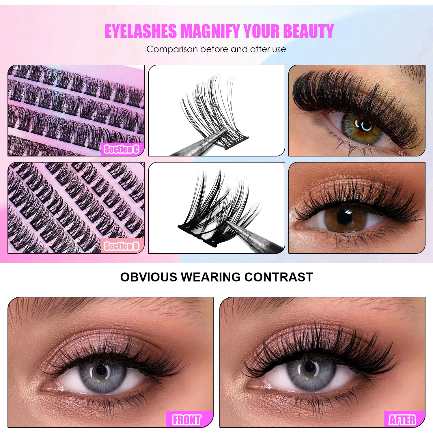 Grafting Cluster Segment Long DIY Lash Kit - Natural Eyelashes