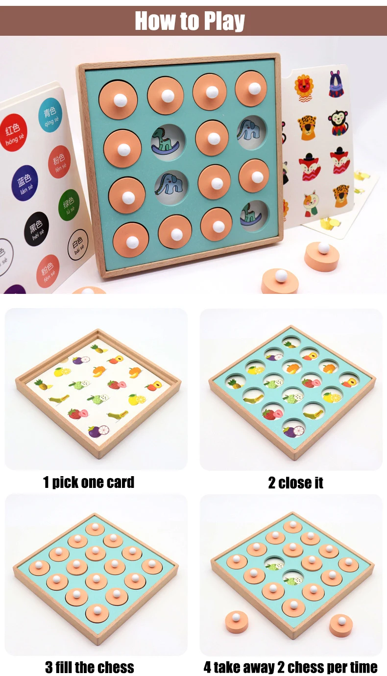 Educational Children Logic Thinking Wooden Memory Chess Montessori ...