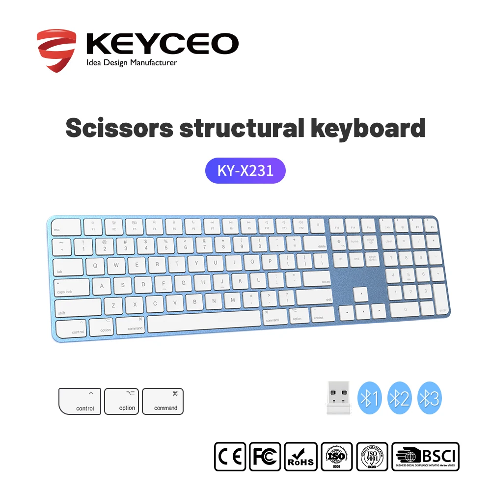 Keyceo Multidevice Keyboard - Ultrathin, Wireless, and LED Backlit