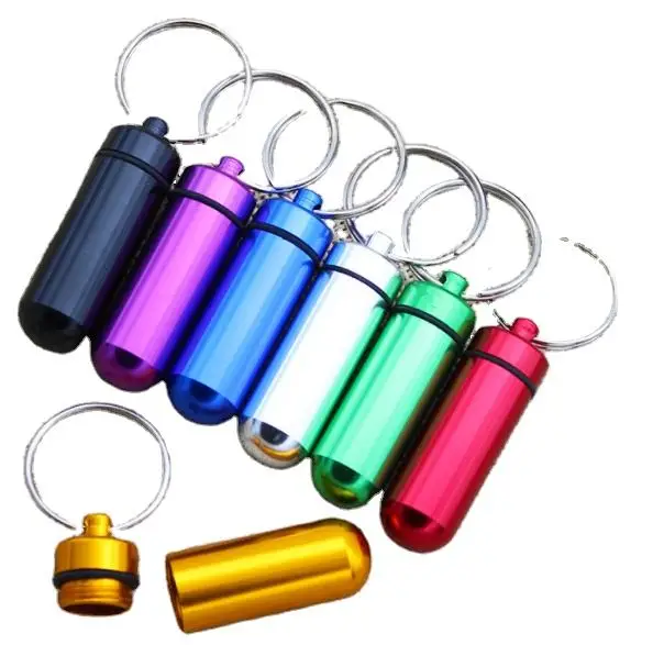 17*48mm Mini Container Keychain Waterproof Aluminum Medicine Pill Box ...