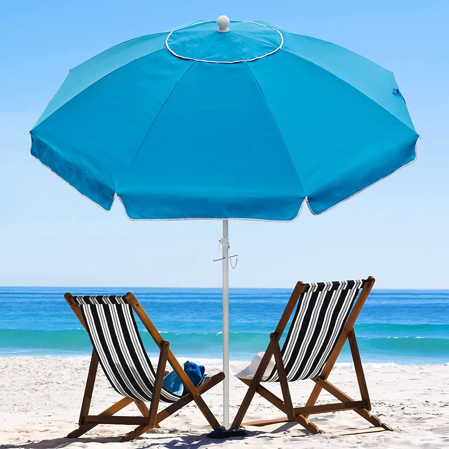 7ft Striped Beach Umbrella Portable Patio Sunshade Umbrella Outdoor Sun ...