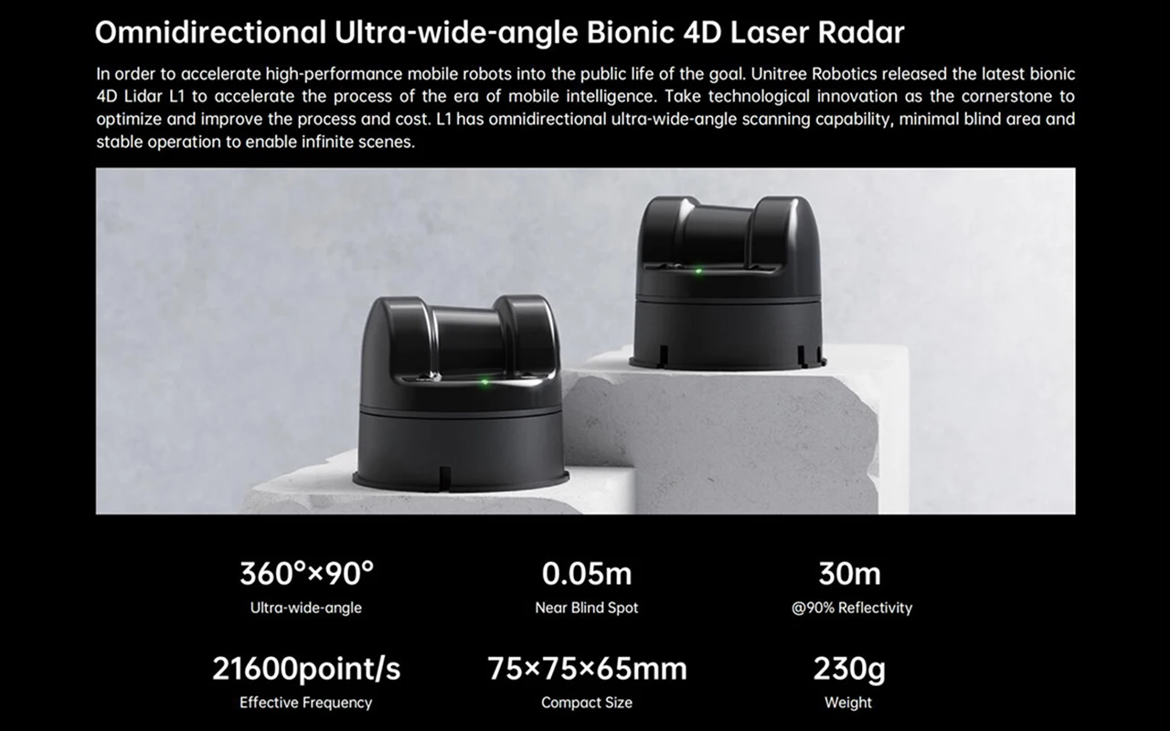 Unitree L1 Bionic 4D Lidar 360 Degree omnidirectional ultra-wide-angle ...