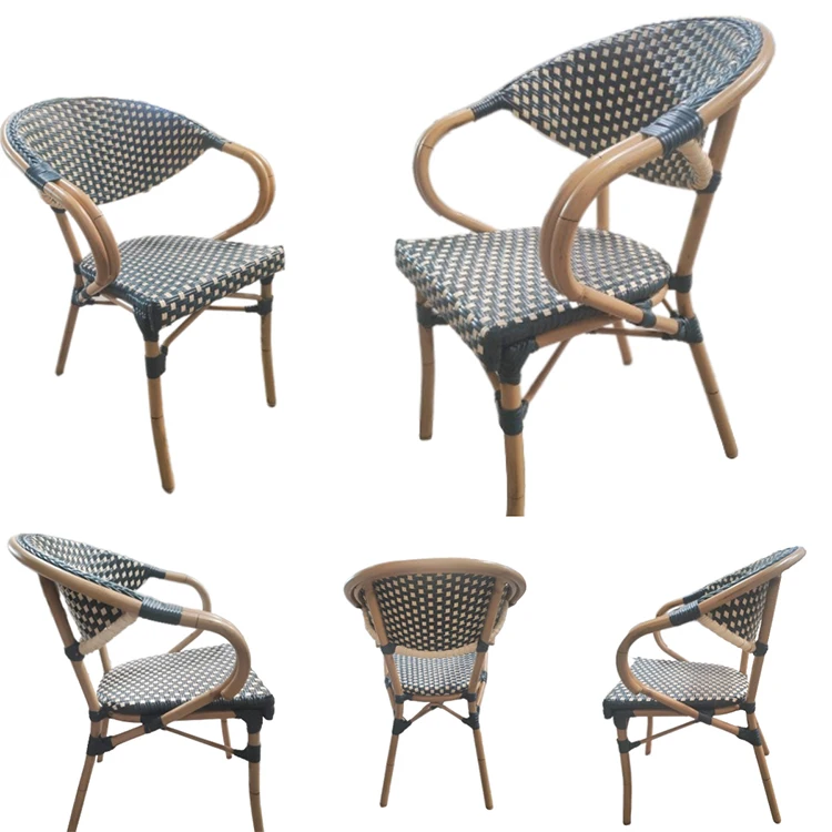 Paris Outdoor Pe Rattan Chair For Coffee Shop Woven Wicker Garden Patio