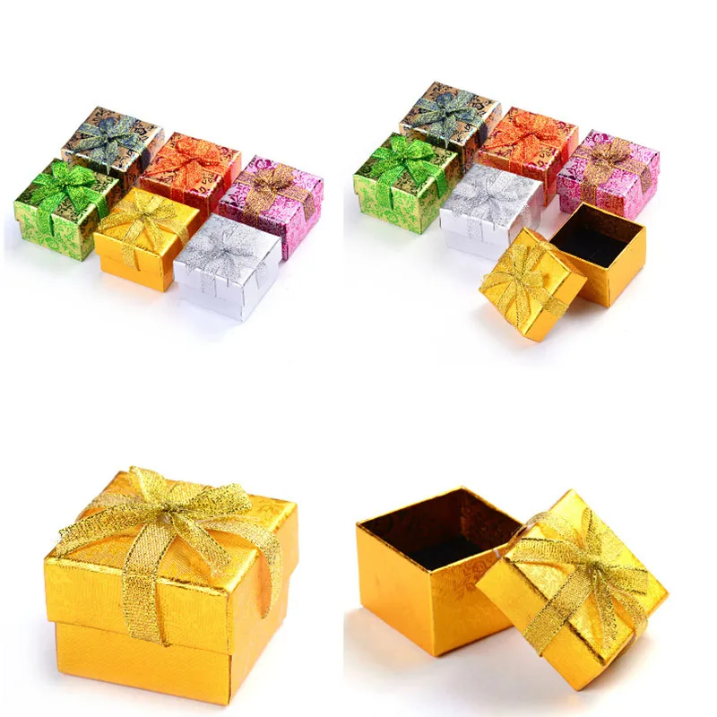 Wholesale Luxury Mini Iridescent Paper Gift Box With Ribbon Bow Jewelry ...