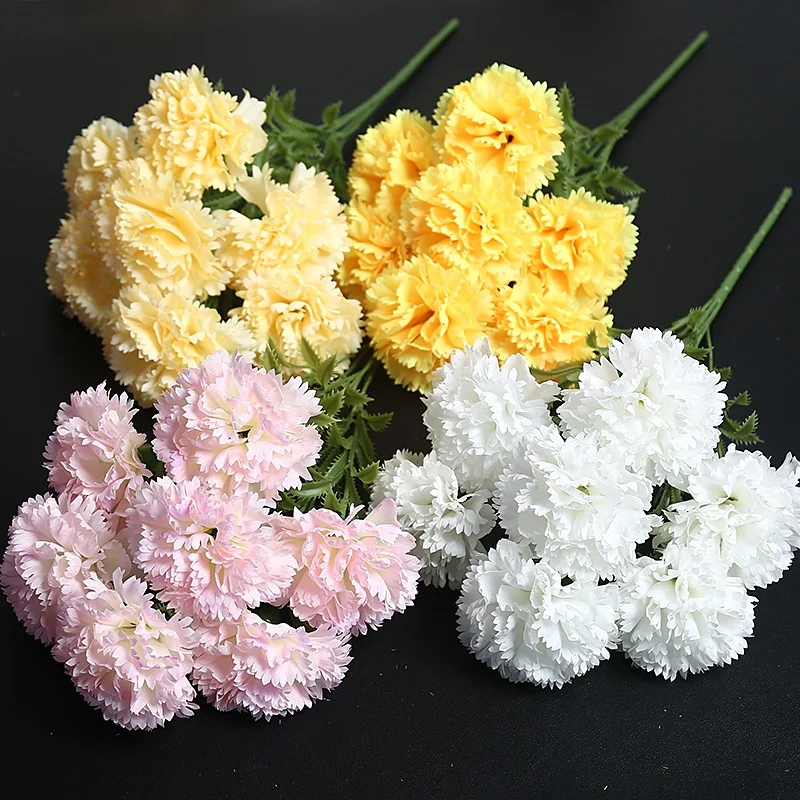 2025 Hot Selling 7 Head Artificial Silk Carnation Flowers Mother's Day ...