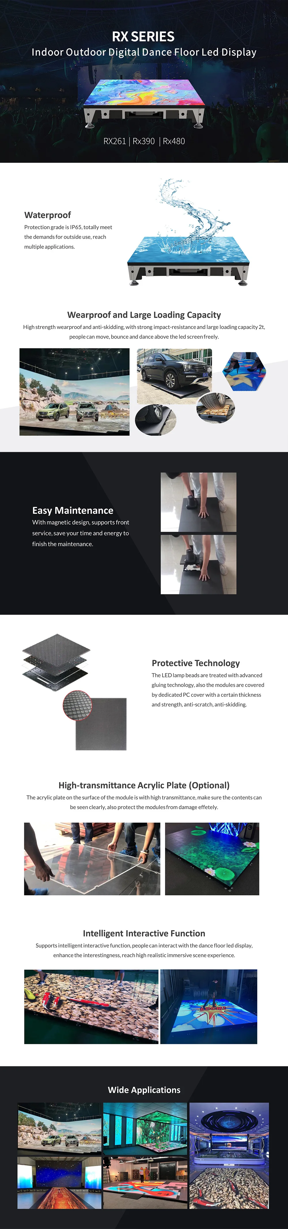 Interactive Digital Full Color Tile Wall For Dancing Gaming Video Stage ...