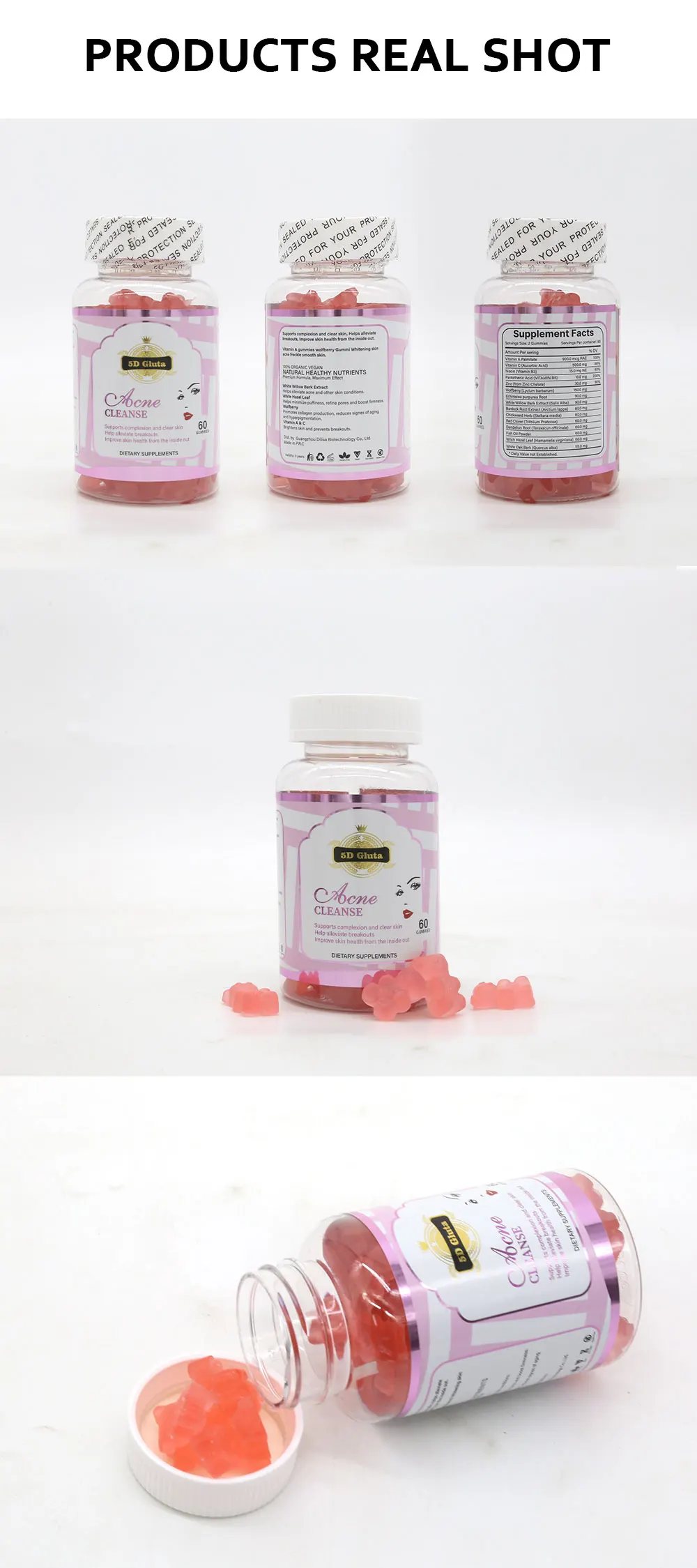 OEM Gummi Bears Vitamins a and C Anti Acne Cleanse Gummies Skin Reduce ...