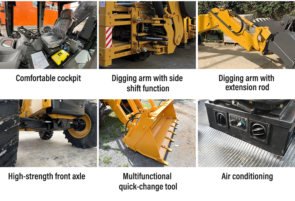 4x4 Wheel Backhoe Loader Compact Tractor with Loader and Backhoe diesel ...