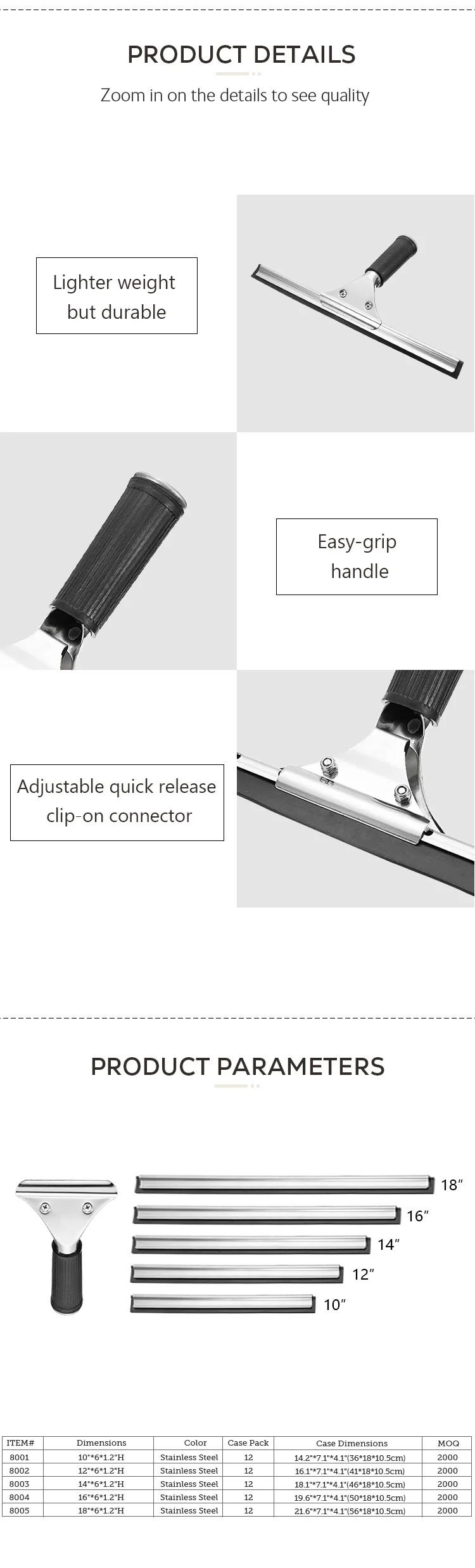 All-purpose Stainless Steel windows Squeegee for Shower Doors Bathroom ...