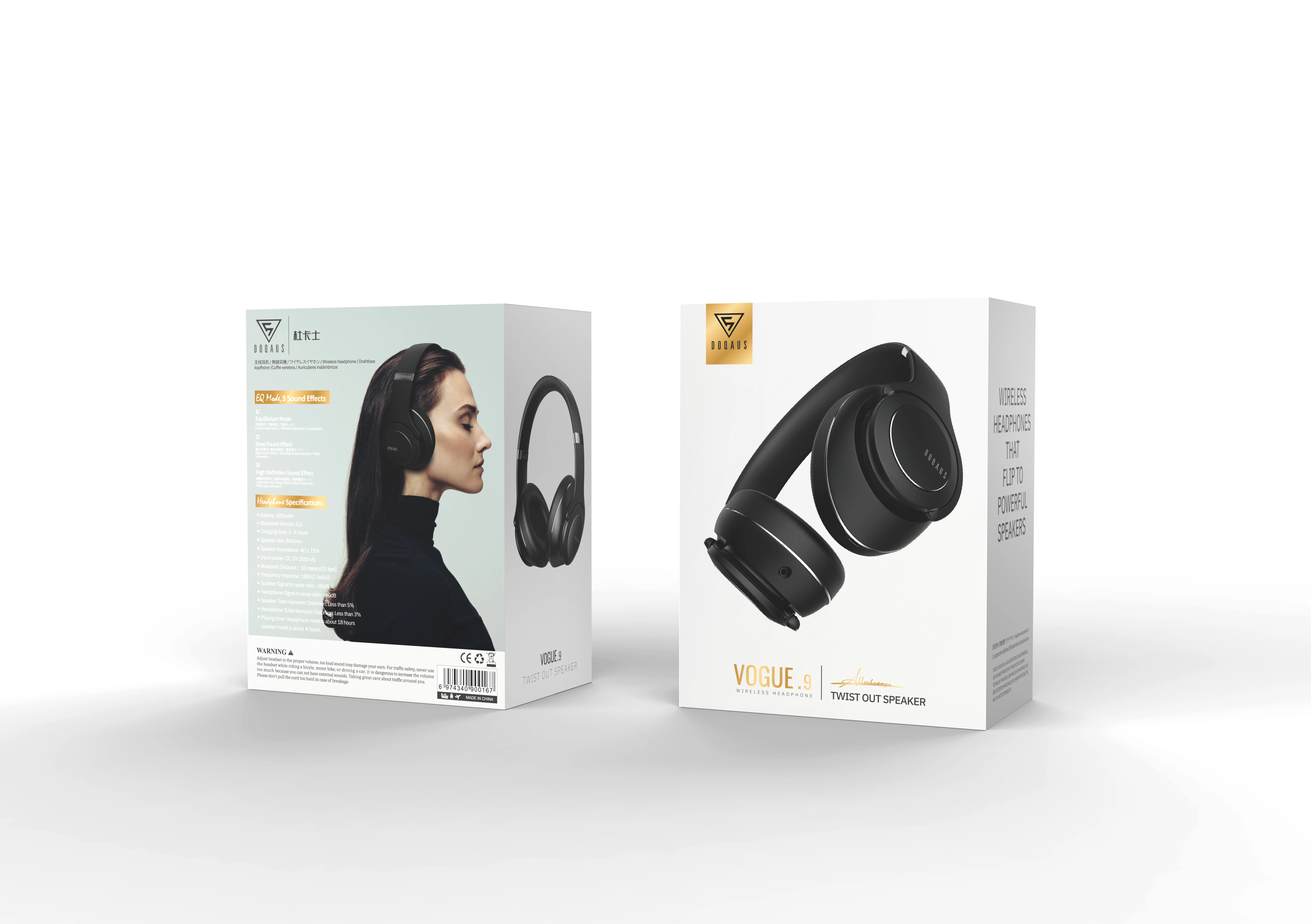 DOQAUS VOGUE3 Wireless over-Ear Headphones for Travel & Work