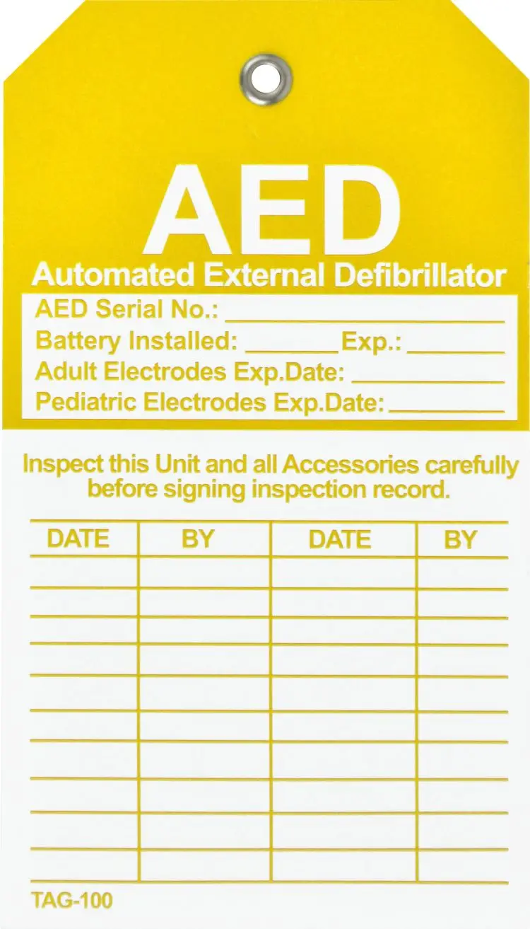 AED Inspection Tag - Ensure Your Defibrillator Is Ready
